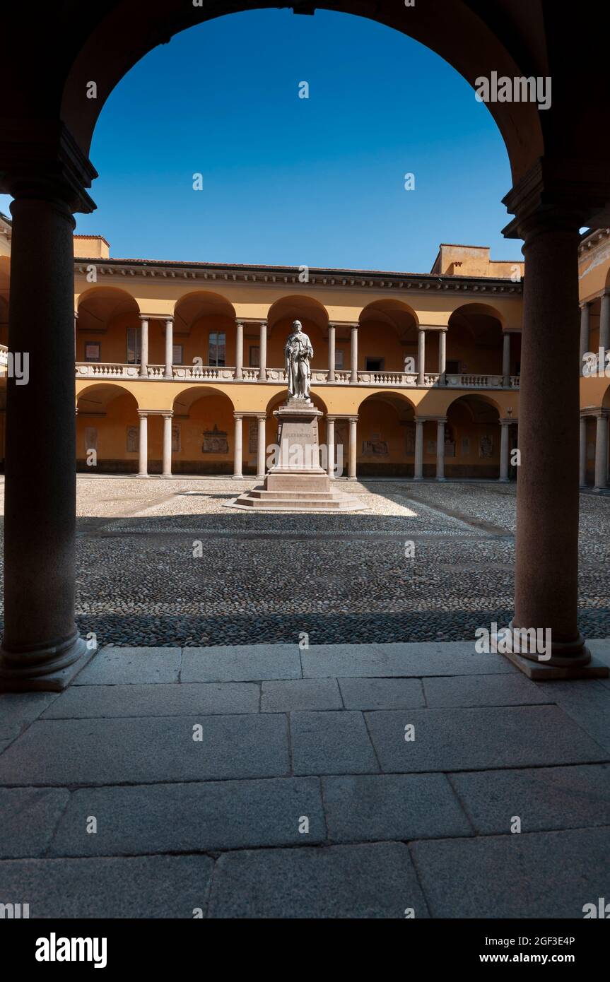 Italy, Lombardy, Pavia, Courtyard of the University of Pavia and the ...