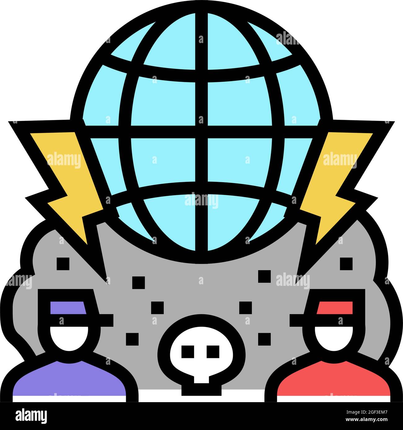 large scale conflict and wars social problem color icon vector ...