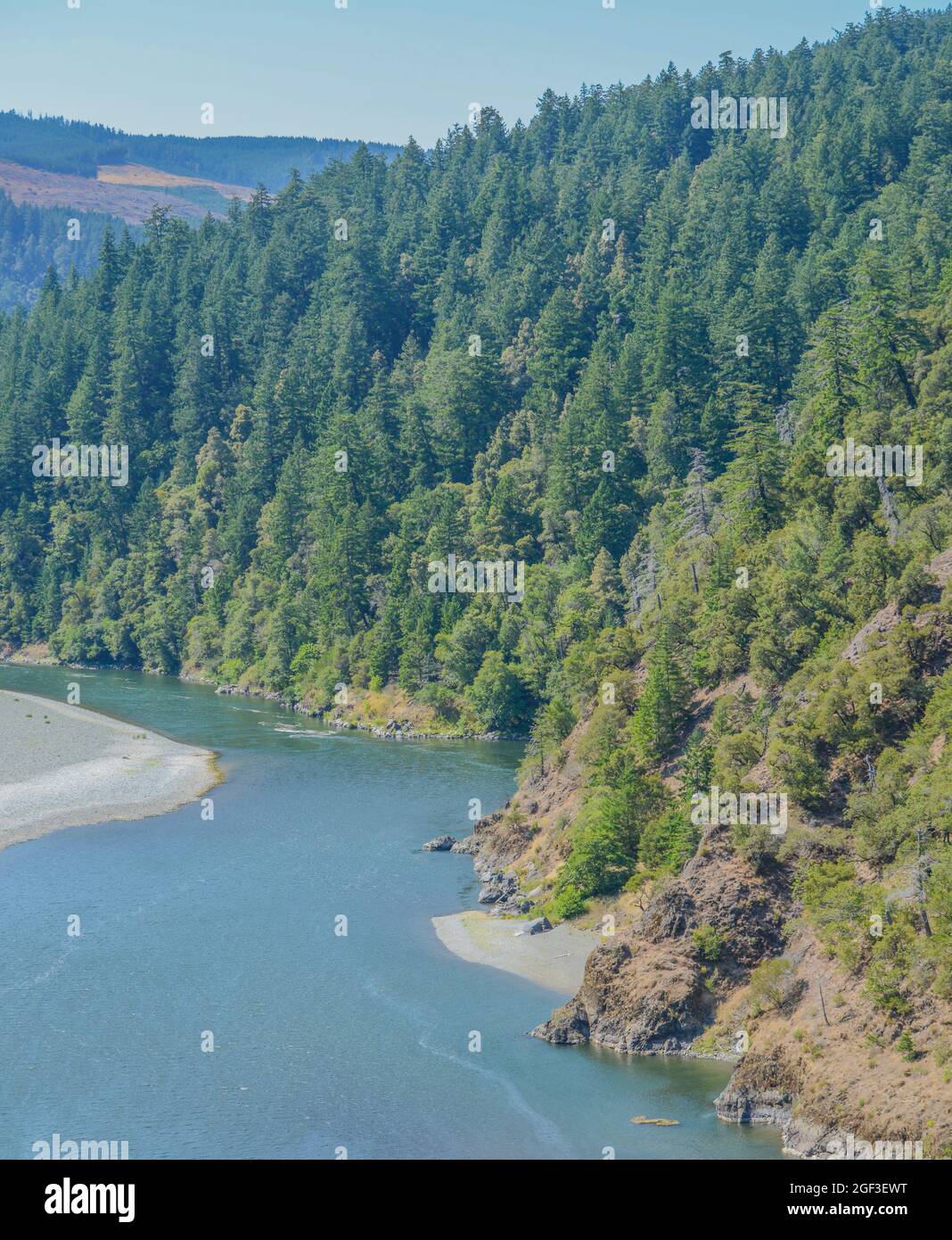 The Rogue River flowing through the Siskiyou National Forest in Oregon ...