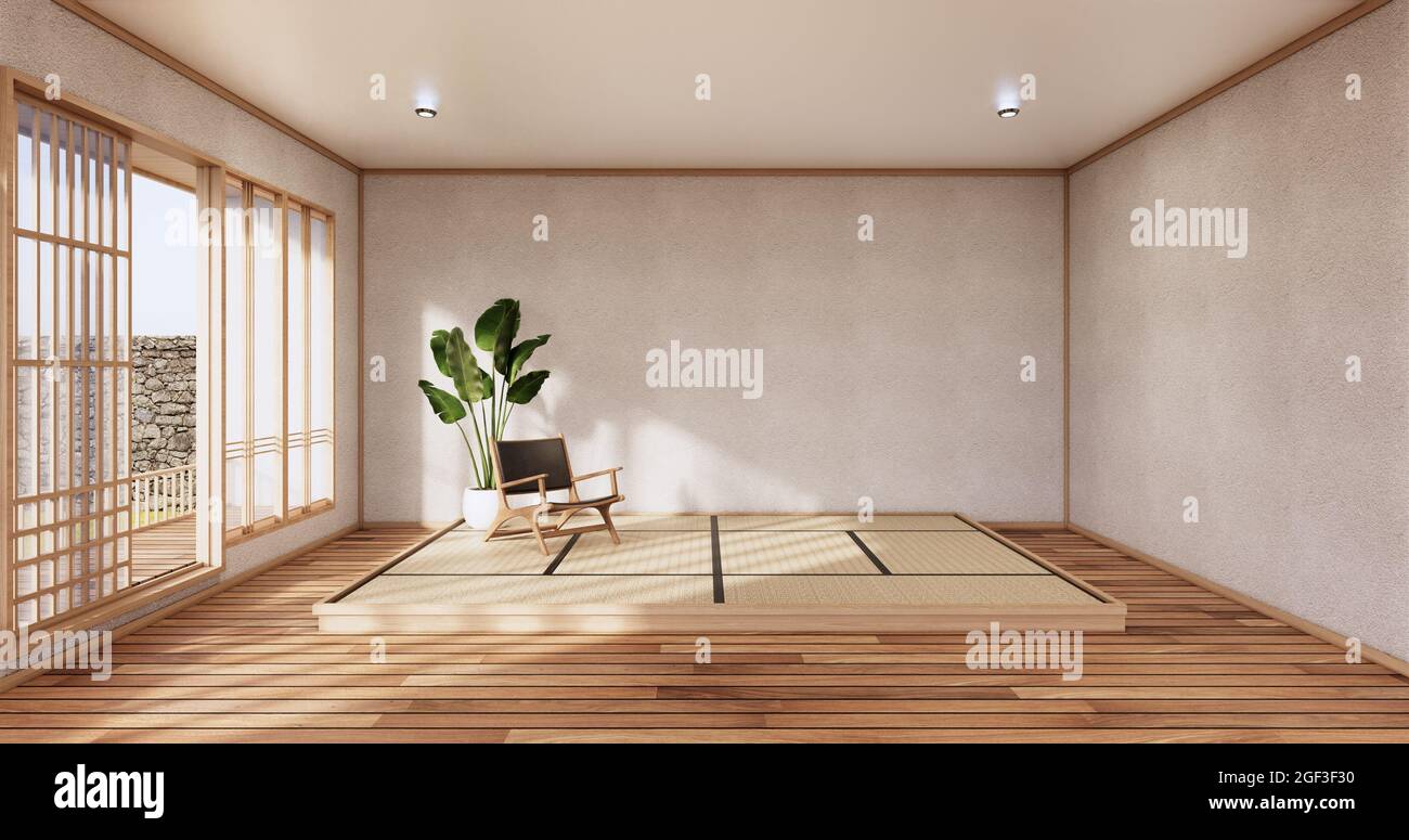 Nihon room design interior with door paper and cabinet shelf wall on ...