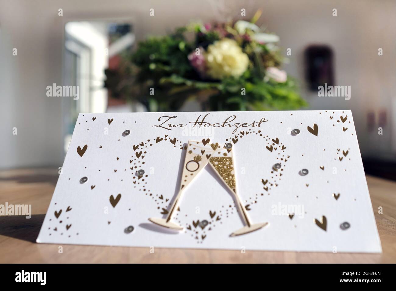 German wedding card with flowers Stock Photo - Alamy