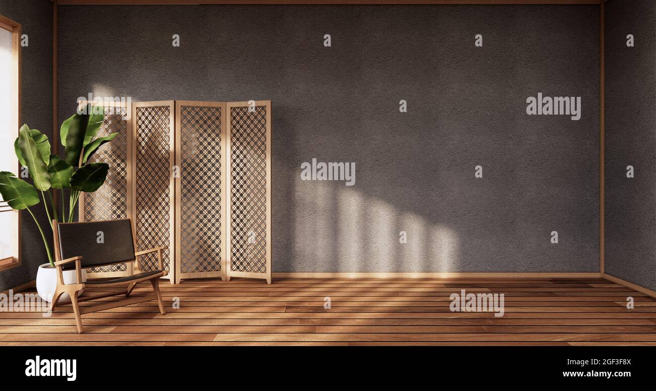 Dark blue bedroom japanese design on tropical room interior and tatami ...