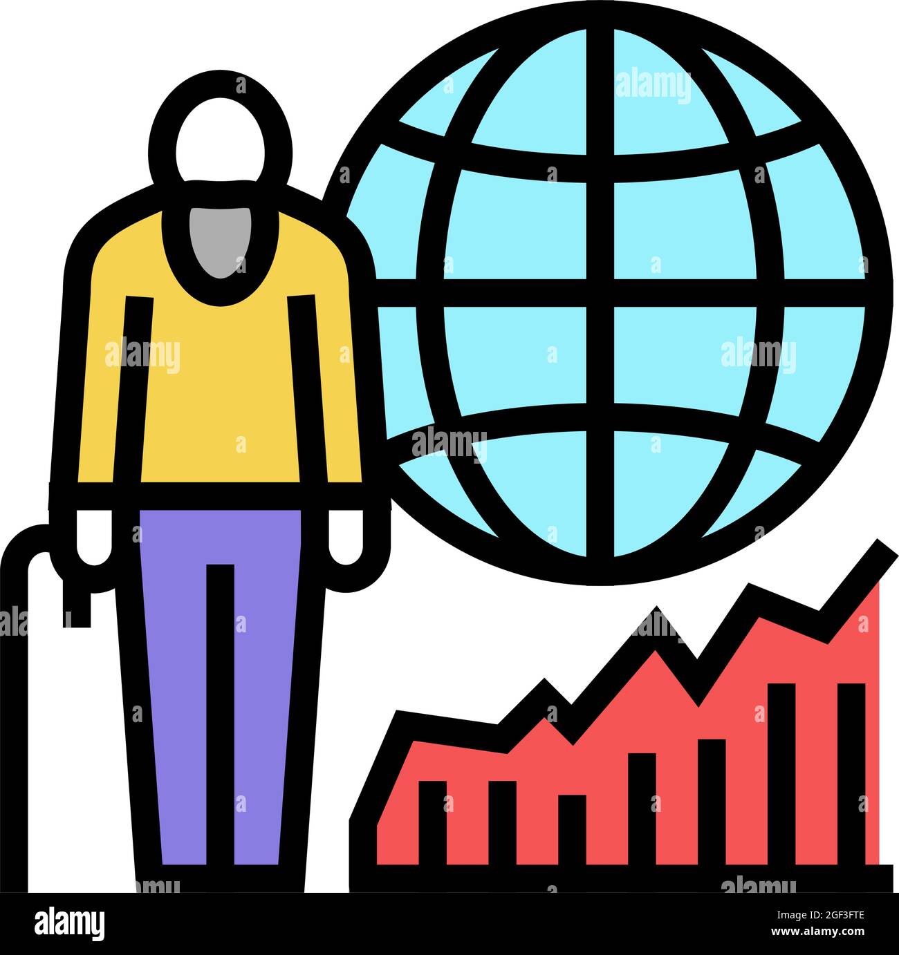 ageing social problem color icon vector illustration Stock Vector Image ...