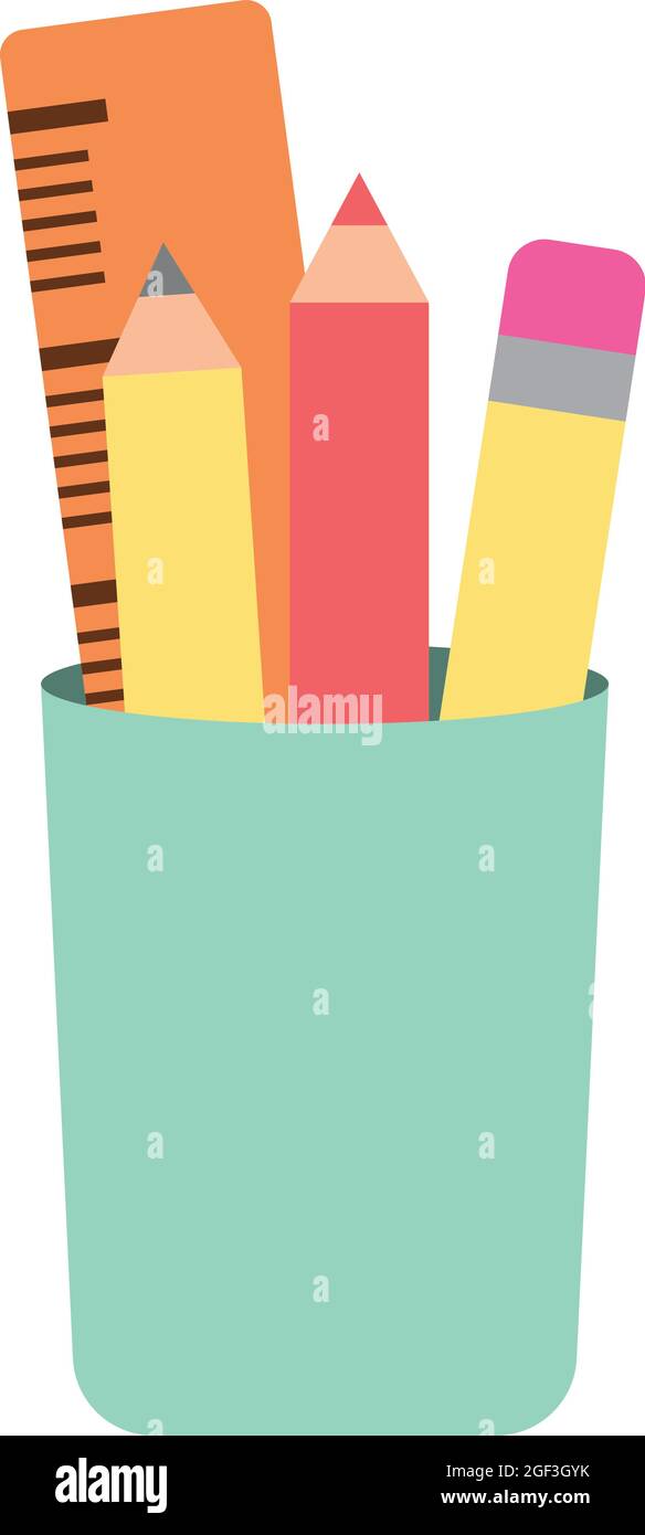 Pencils in cup supplies Stock Vector Images - Alamy