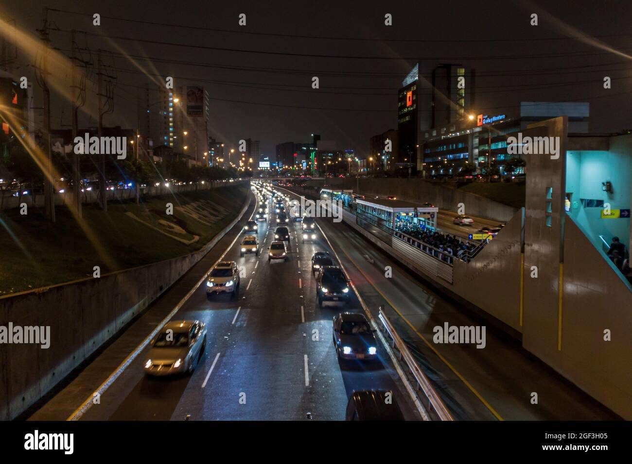 LIMA, PERU - JUNE 4, 2015: Metropolitano rapid transport bus system ...