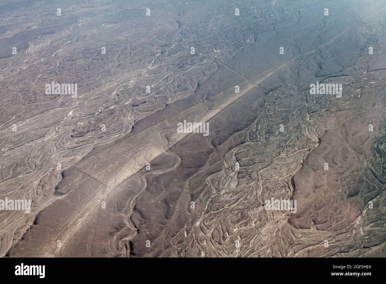 Aerial view of geoglyphs near Nazca - famous Nazca Lines, Peru. This ...