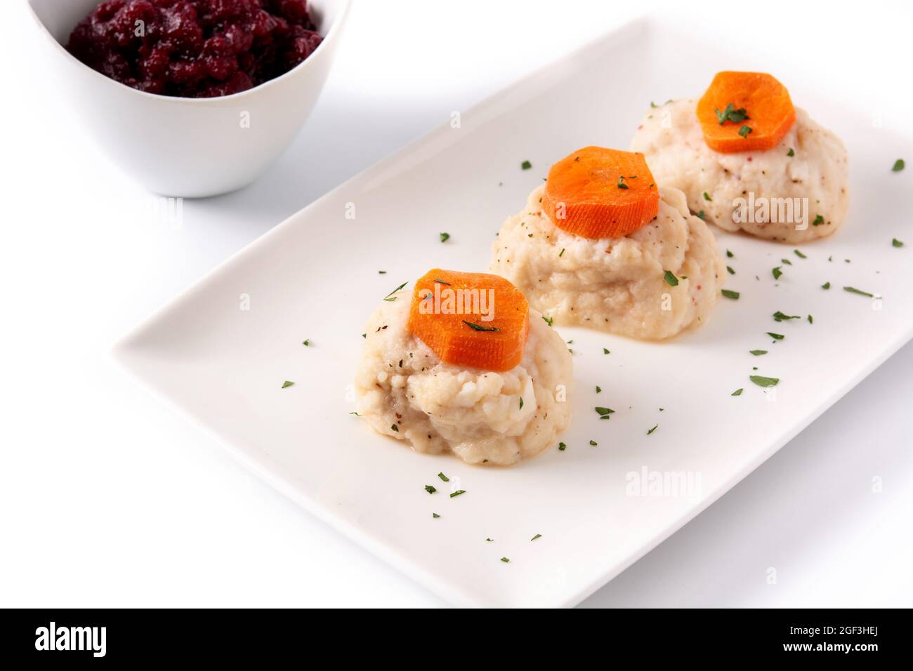Traditional Jewish gefilte fish isolated on white background Stock ...