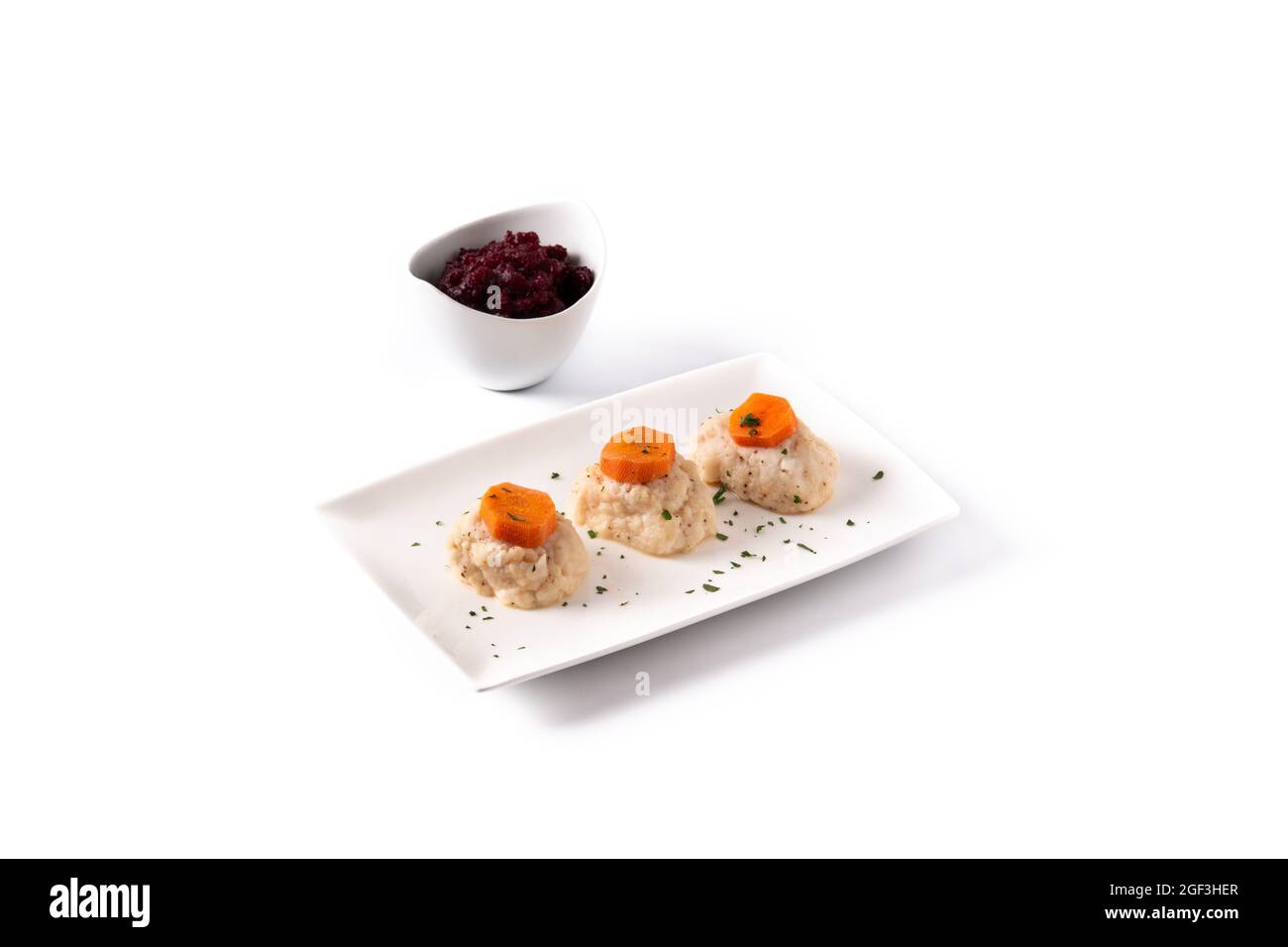 Traditional Jewish gefilte fish isolated on white background Stock ...