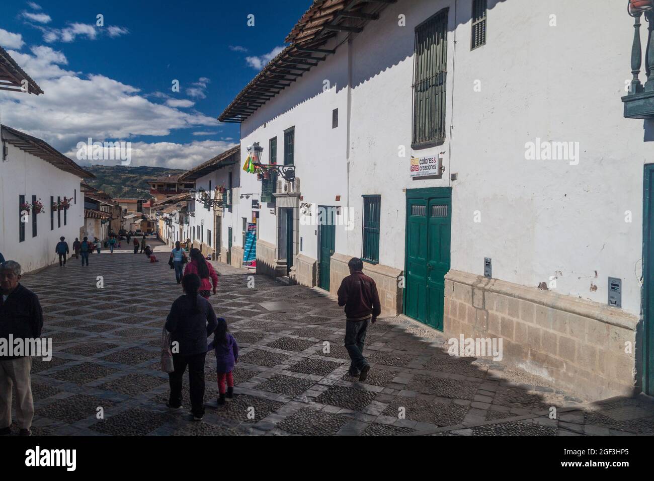 CAJAMARCA, PERU - JUNE 8, 2015: Colonial architecture in Cajamarca ...