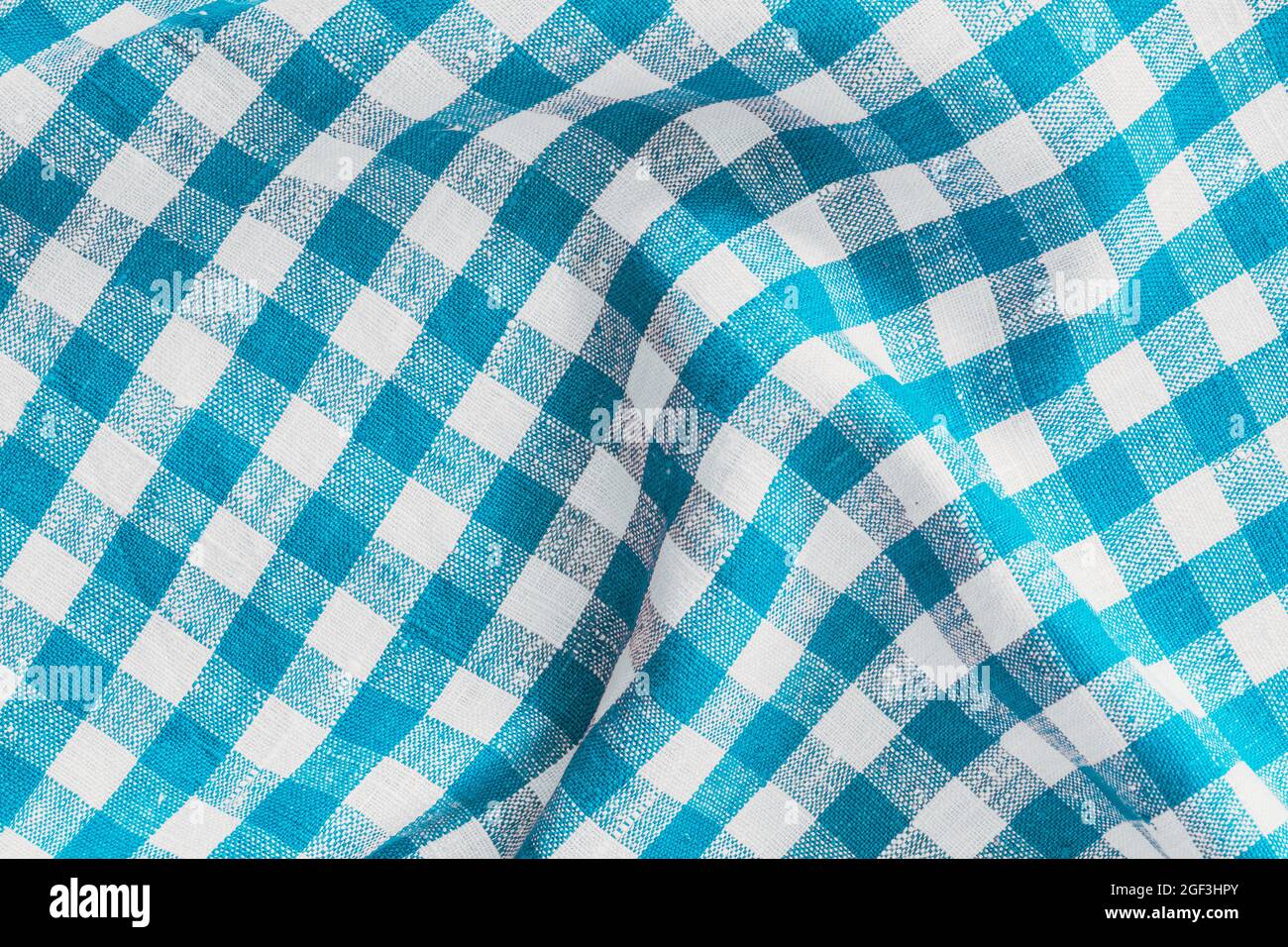 Wrinkled Natural Linen Plaid Fabric Abstract Background Texture, Blue ...