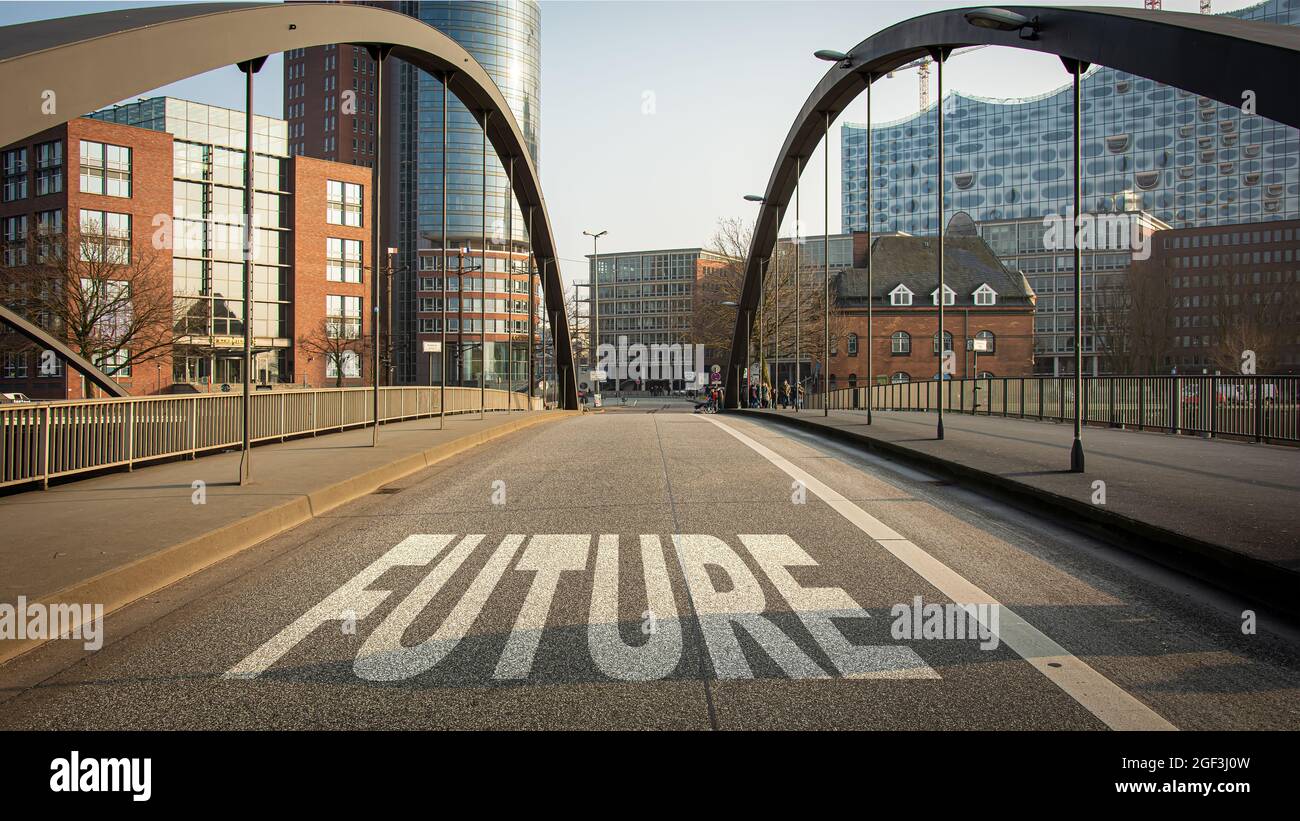 Future history road sign hi-res stock photography and images - Alamy