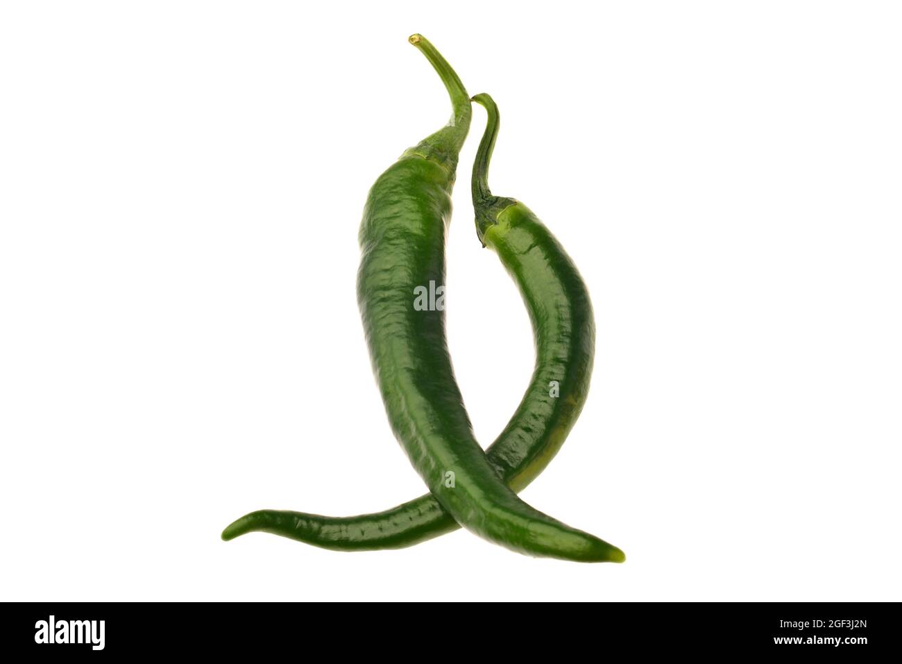 two green chili pepper isolated on white background Stock Photo - Alamy