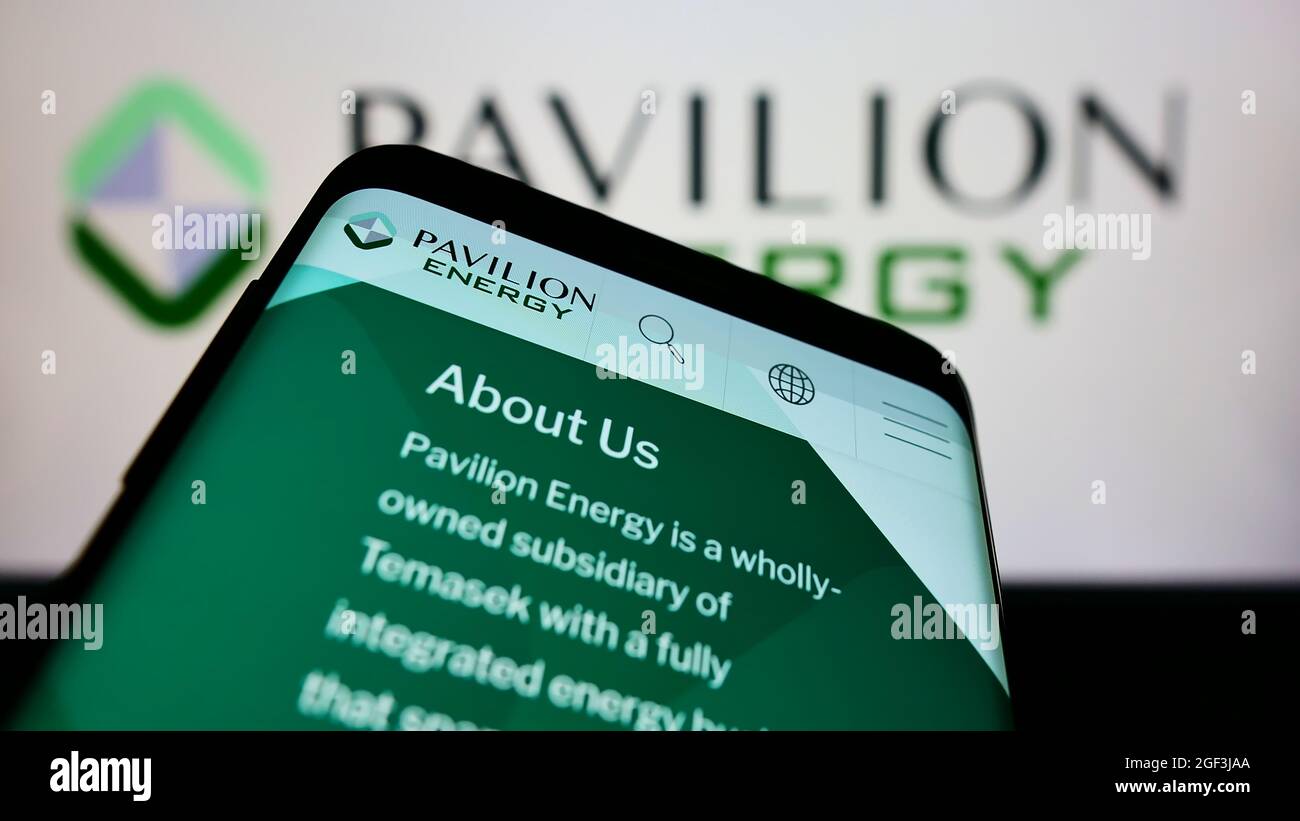 Mobile phone with webpage of Singaporean company Pavilion Energy Pte ...