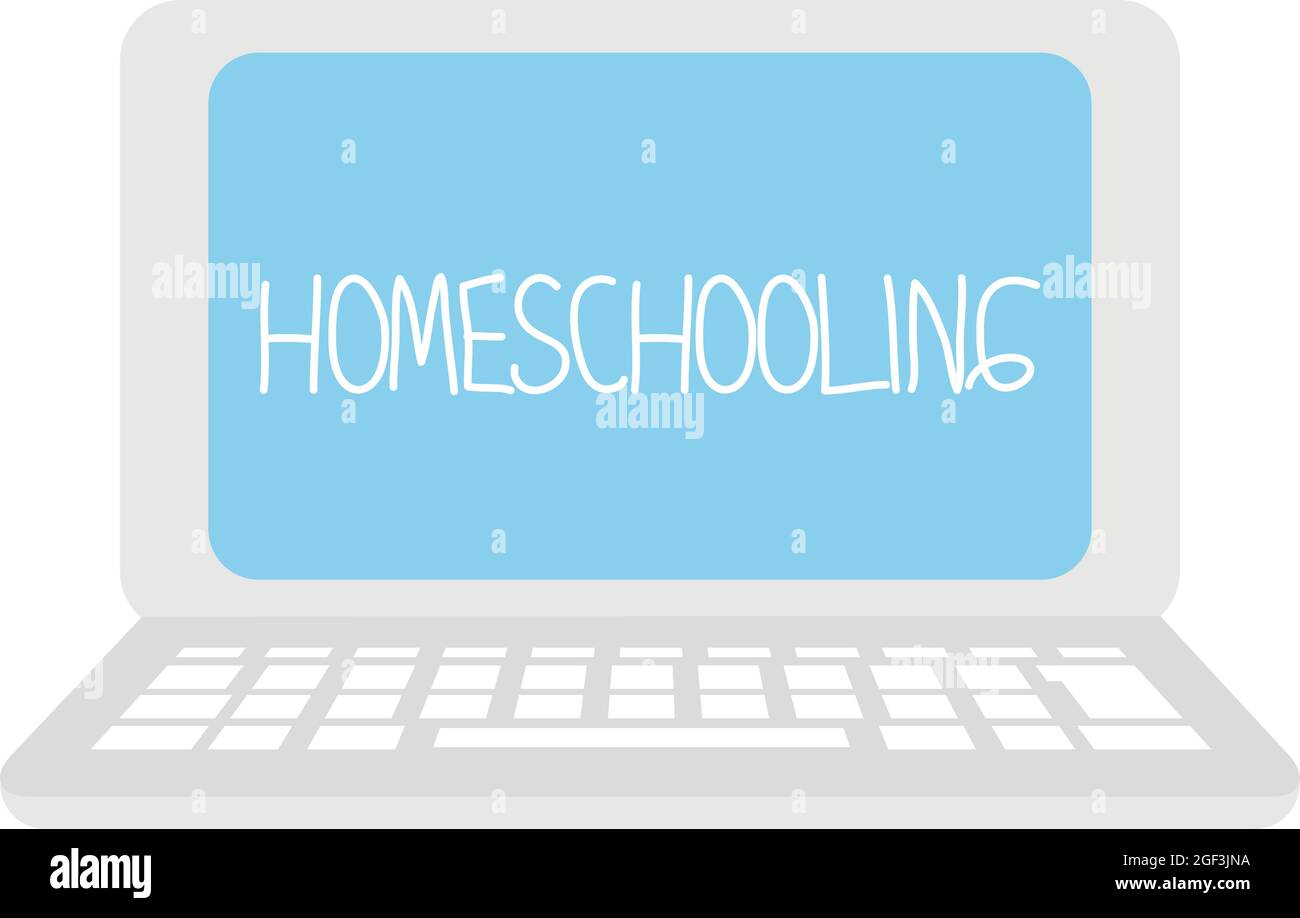 homeschooling illustration with laptop computer Stock Vector Image ...
