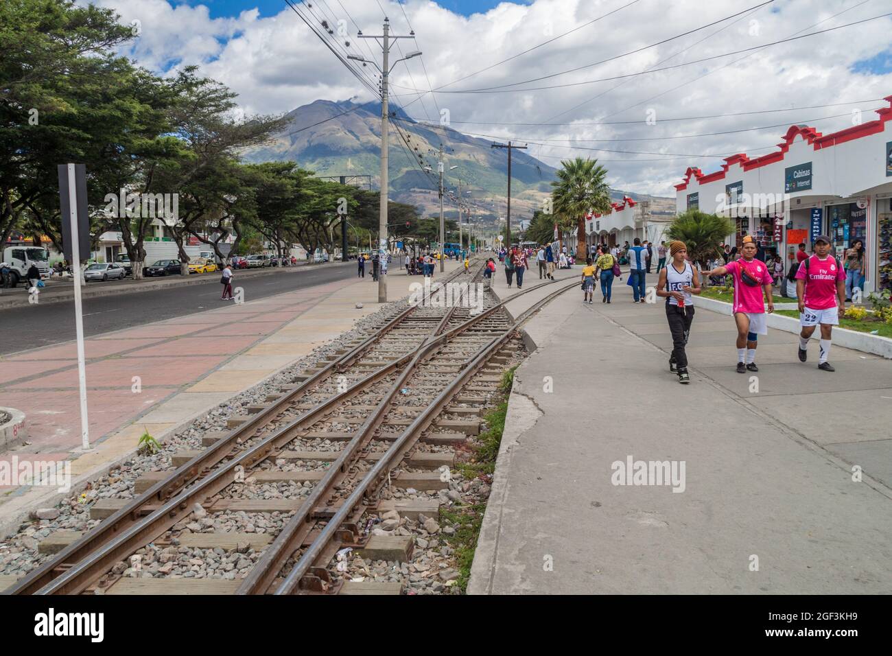IBARRA, ECUADOR - JUNE 28, 2015: Railway tracks at Espejo street in ...