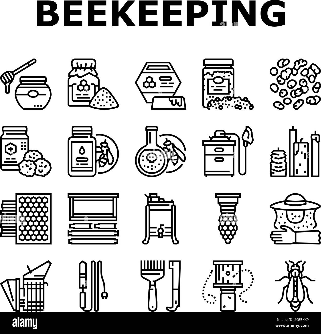 Beekeeping Profession Occupation Icons Set Vector Stock Vector Image ...