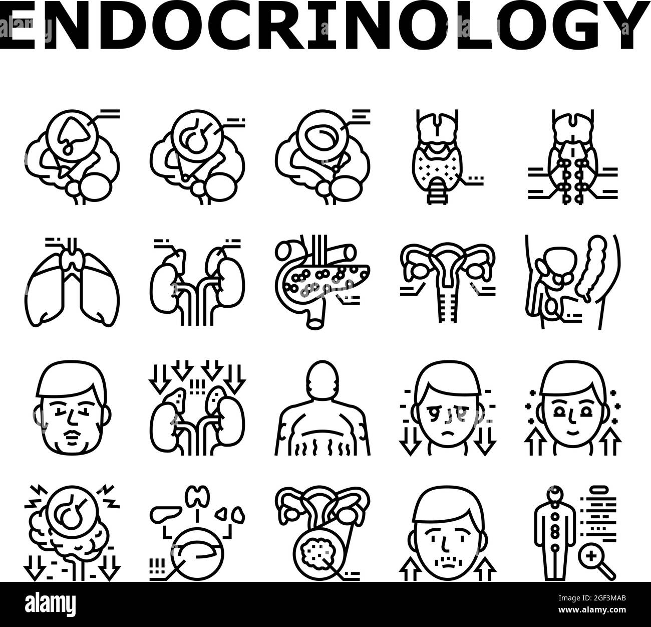 Endocrinology Medical Disease Icons Set Vector Stock Vector Image & Art ...