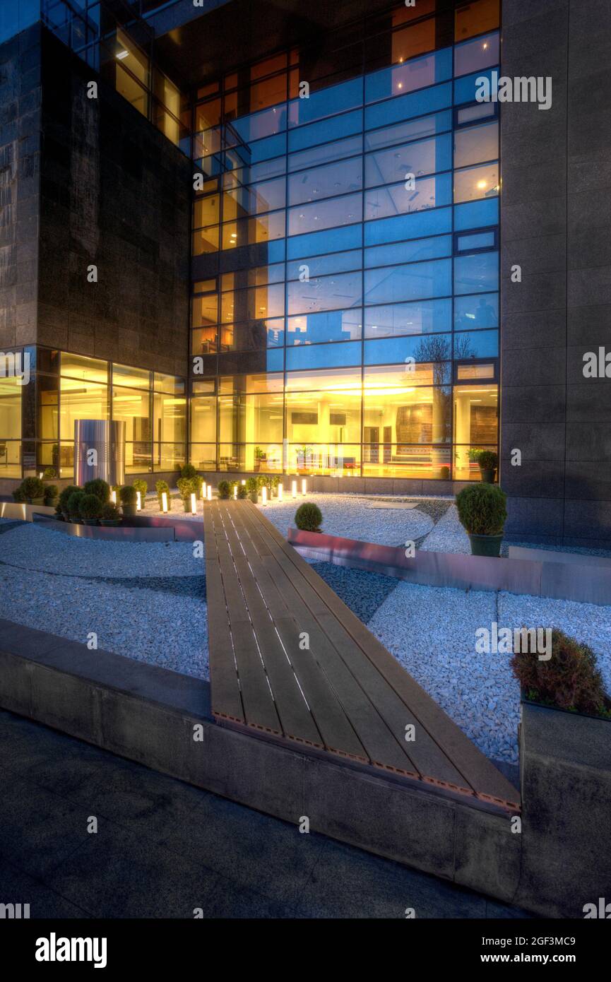 Office building at evening, twilight, Sofia, capital of Bulgaria Stock ...