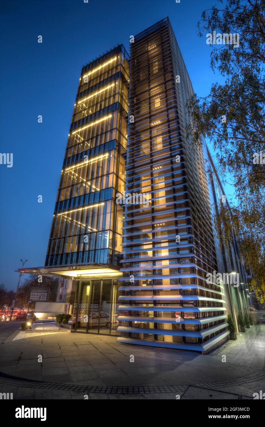 Office building at evening, twilight, Sofia, capital of Bulgaria Stock ...