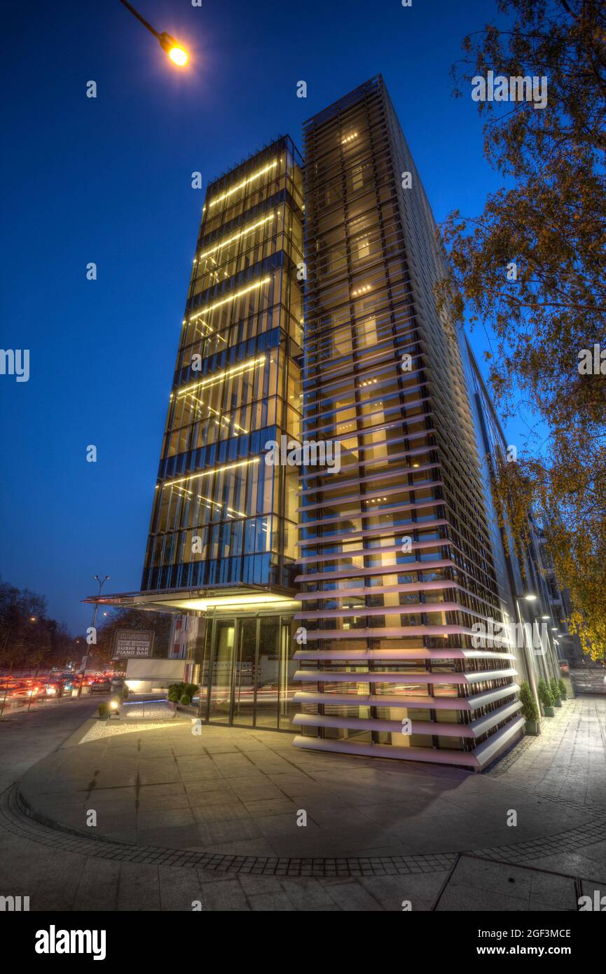 Office building at evening, twilight, Sofia, capital of Bulgaria Stock ...