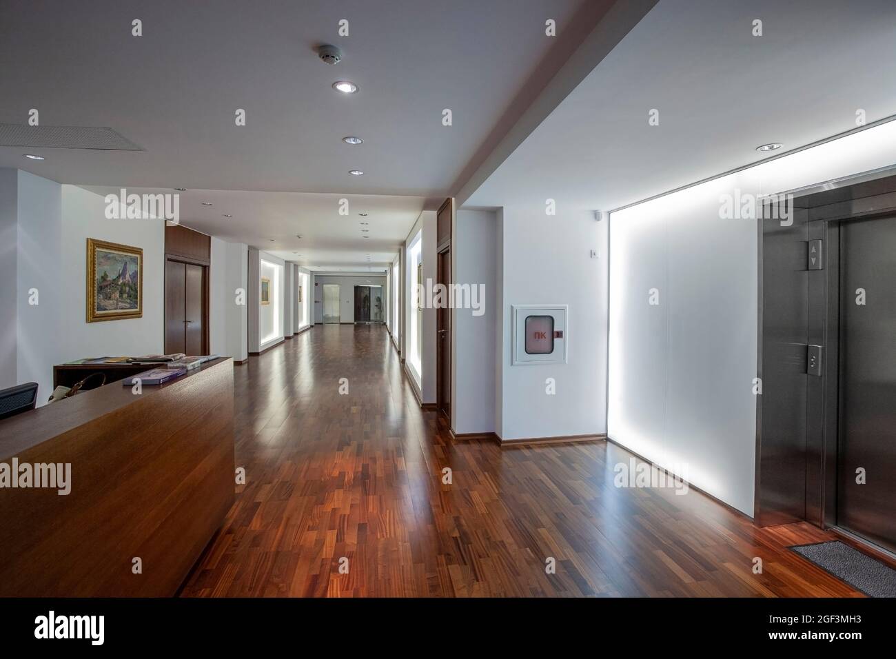 Office interior design, corridor decorated with painting Stock Photo ...