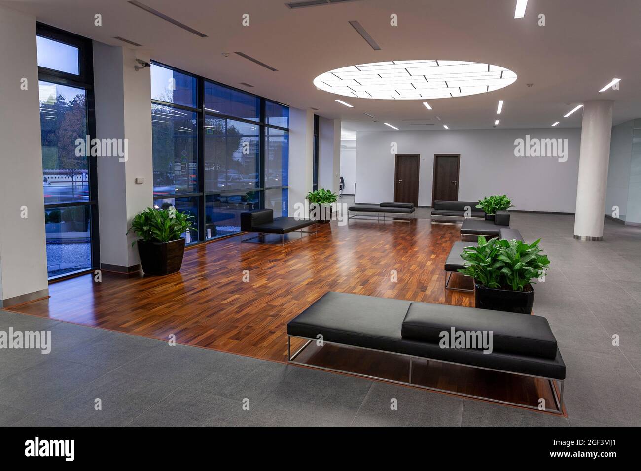 Office interior design, entrance hall with nice couch Stock Photo - Alamy