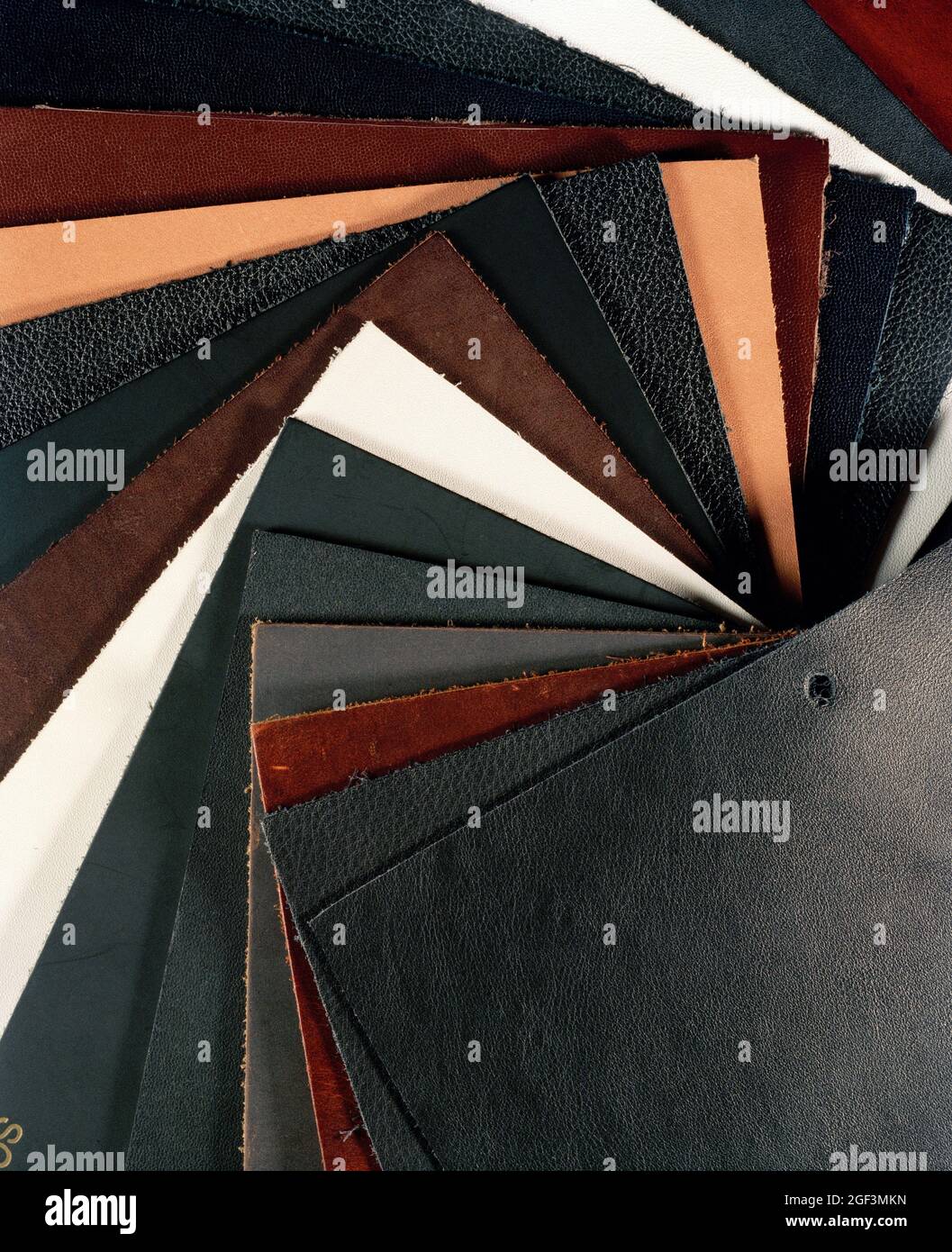 Leather, variety of leather samples, different colors and textures ...