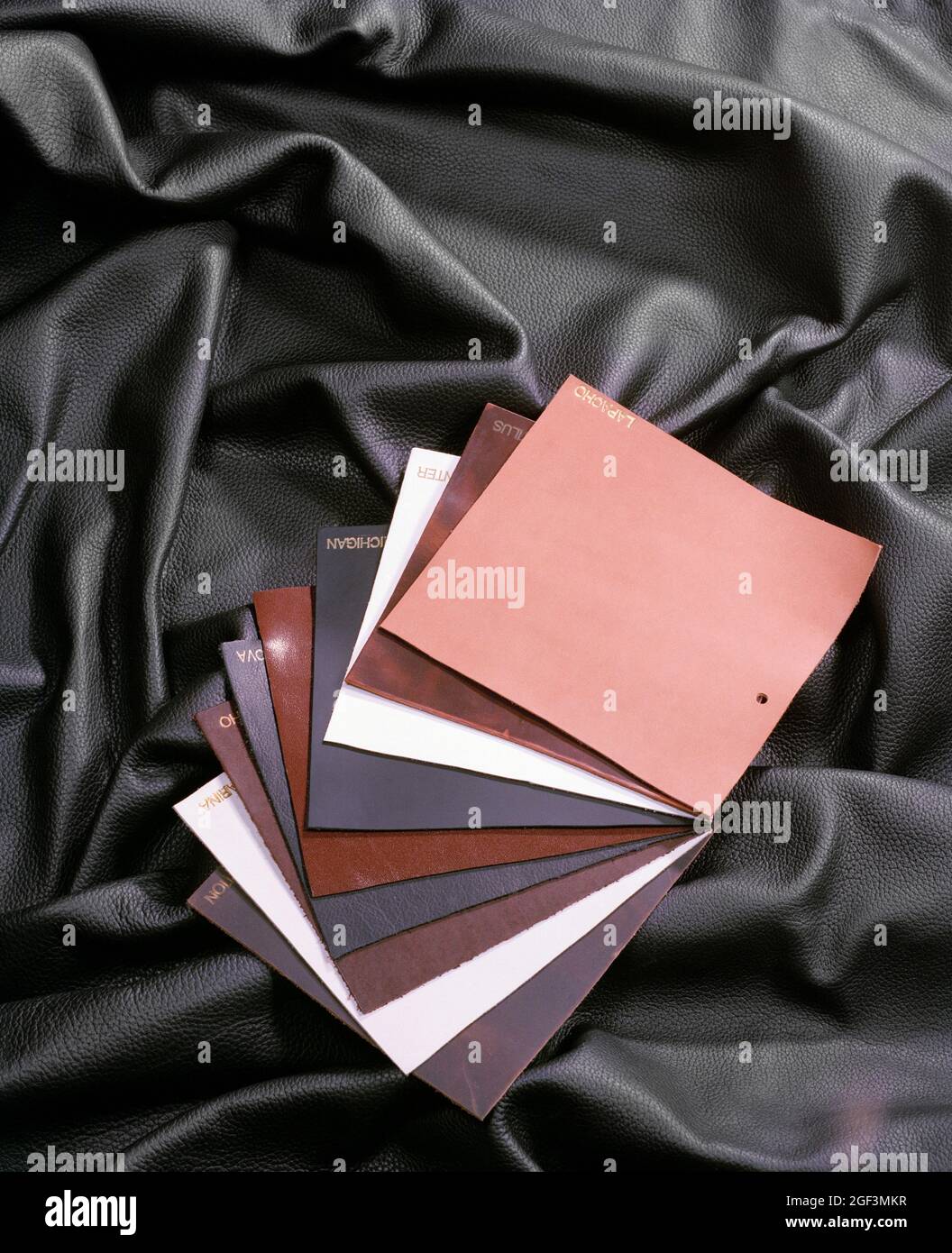 Leather, variety of leather samples, different colors and textures ...