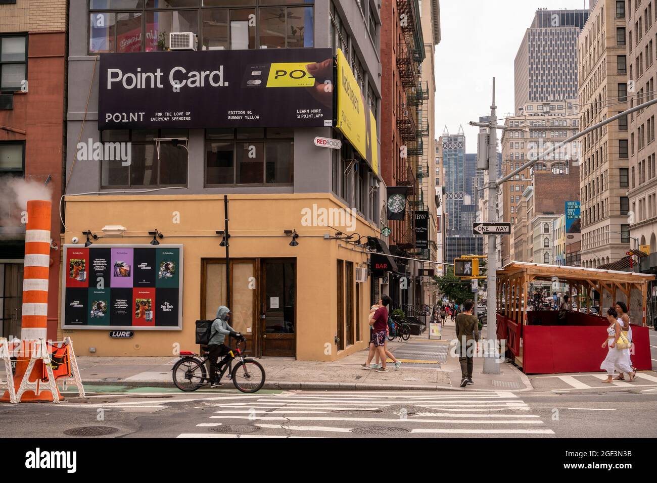 A billboard in Soho in New York advertises the premium debit card ...