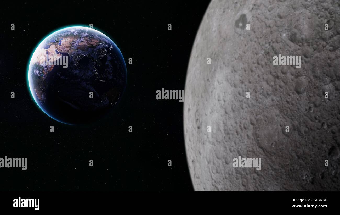 beautiful view of planet earth with its blue atmosphere rim and the ...