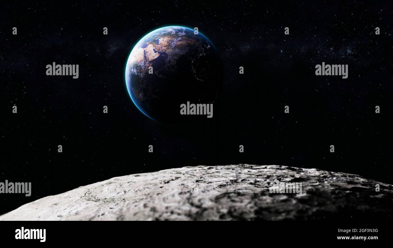 beautiful view of planet earth with its blue atmosphere rim and the ...