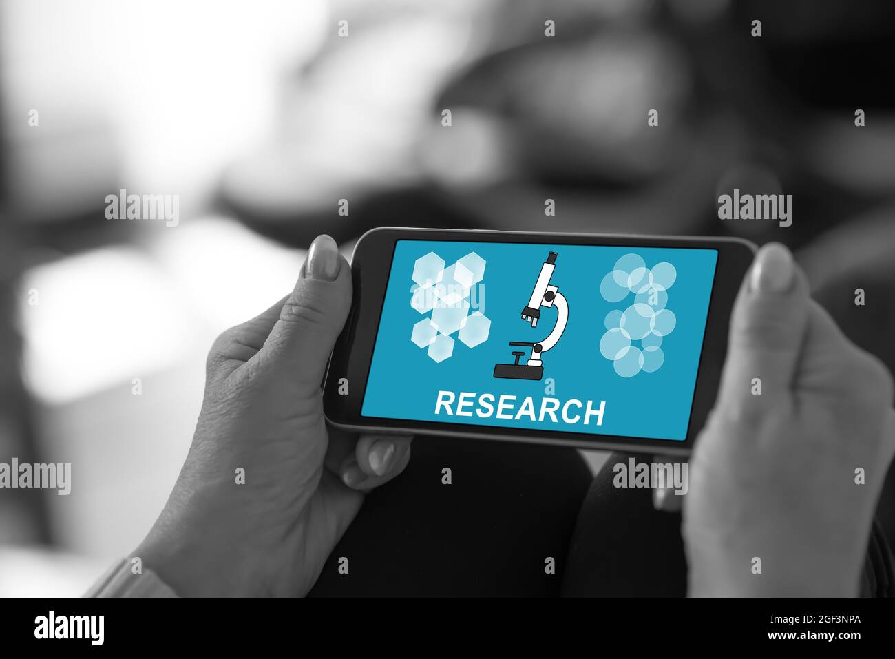 Smartphone screen displaying a research concept Stock Photo - Alamy