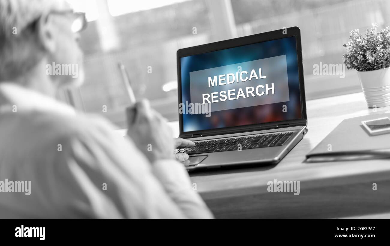 Laptop screen displaying a medical research concept Stock Photo - Alamy
