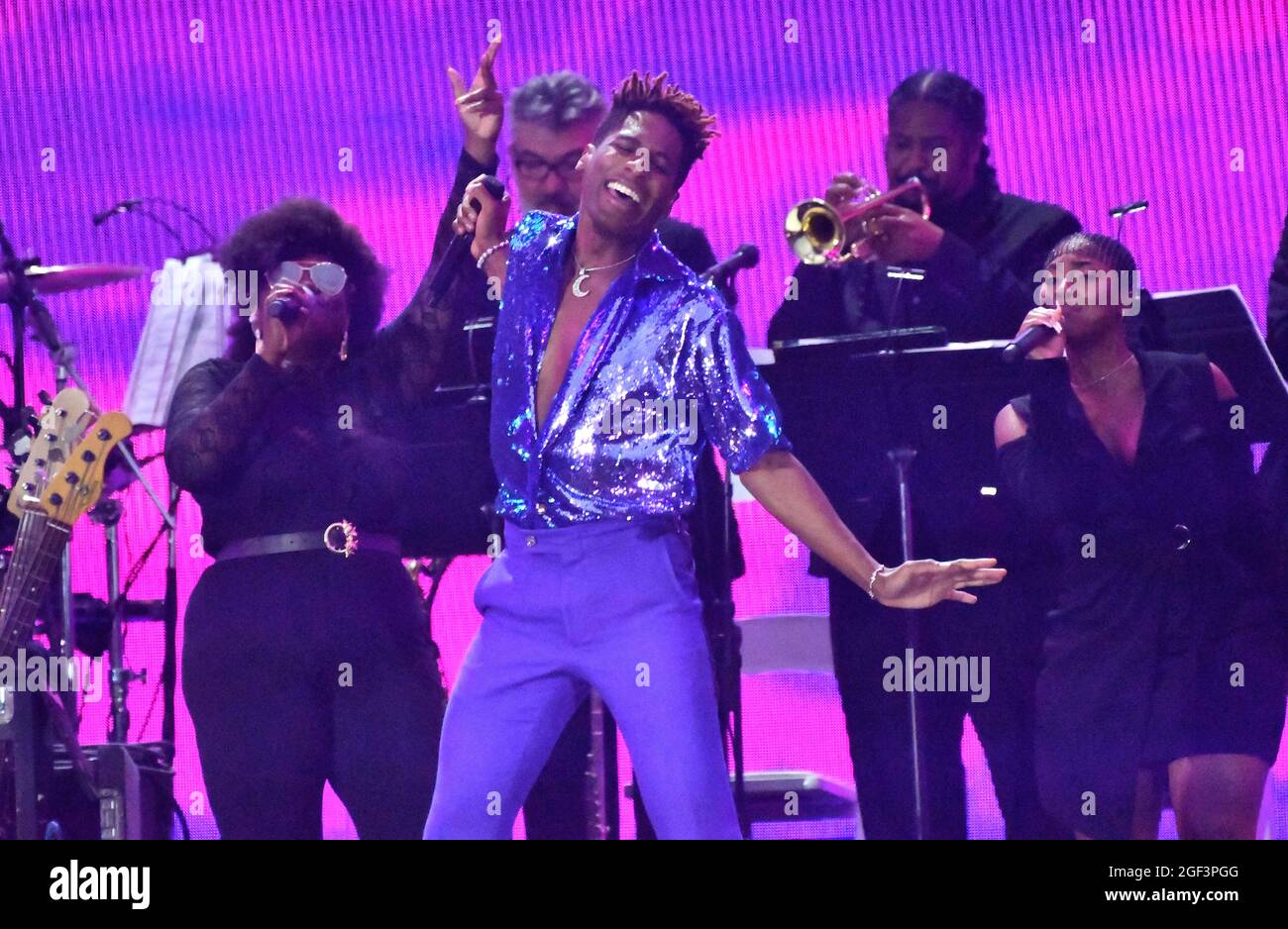 NEW YORK, NEW YORK - AUGUST 21: Jon Batiste performs onstage during We ...