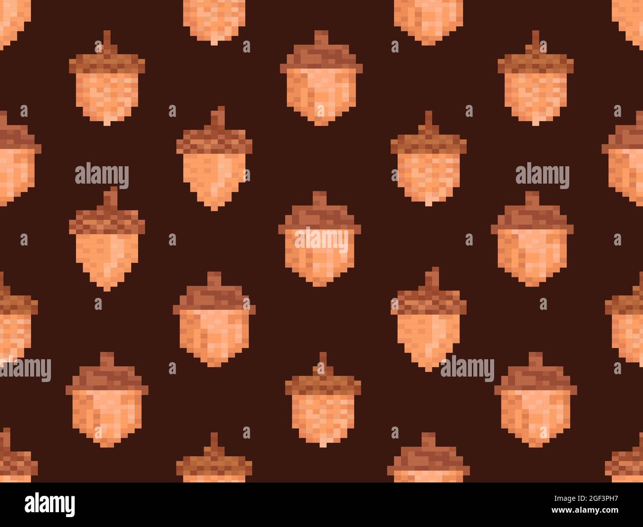 Acorns seamless pattern in pixel art style. 8 bit icon acorn, oak ...