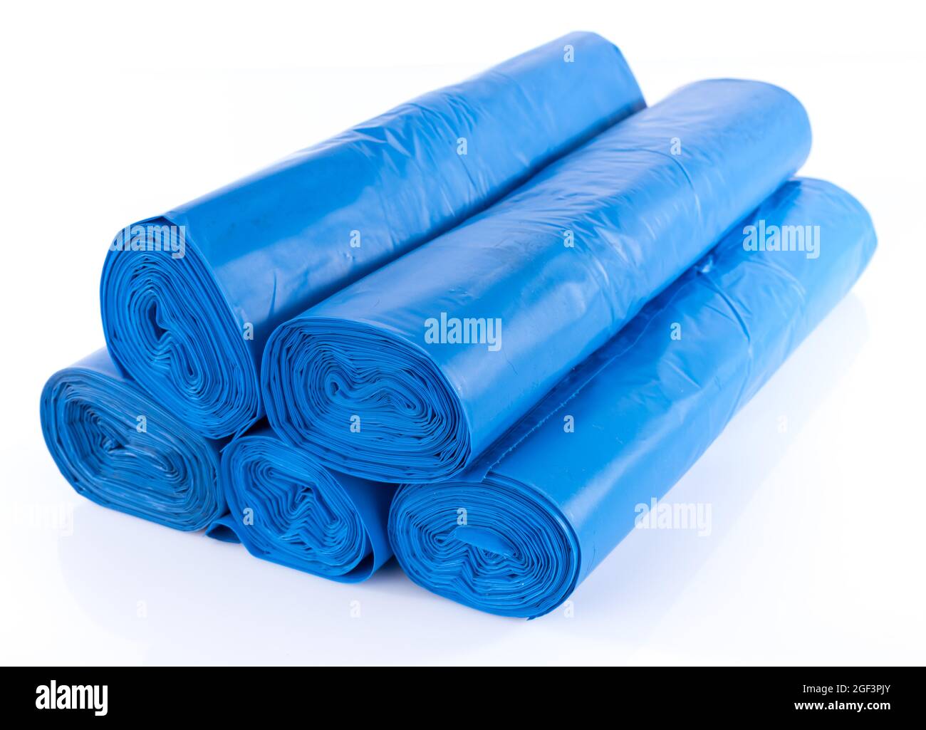Stack of blue garbage bags, isolated on white Stock Photo - Alamy
