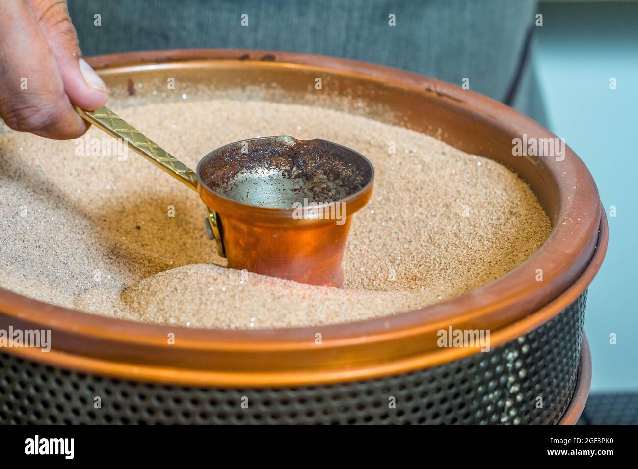 Closeup shot of a Turkish coffee sand machine with a jar Stock Photo ...