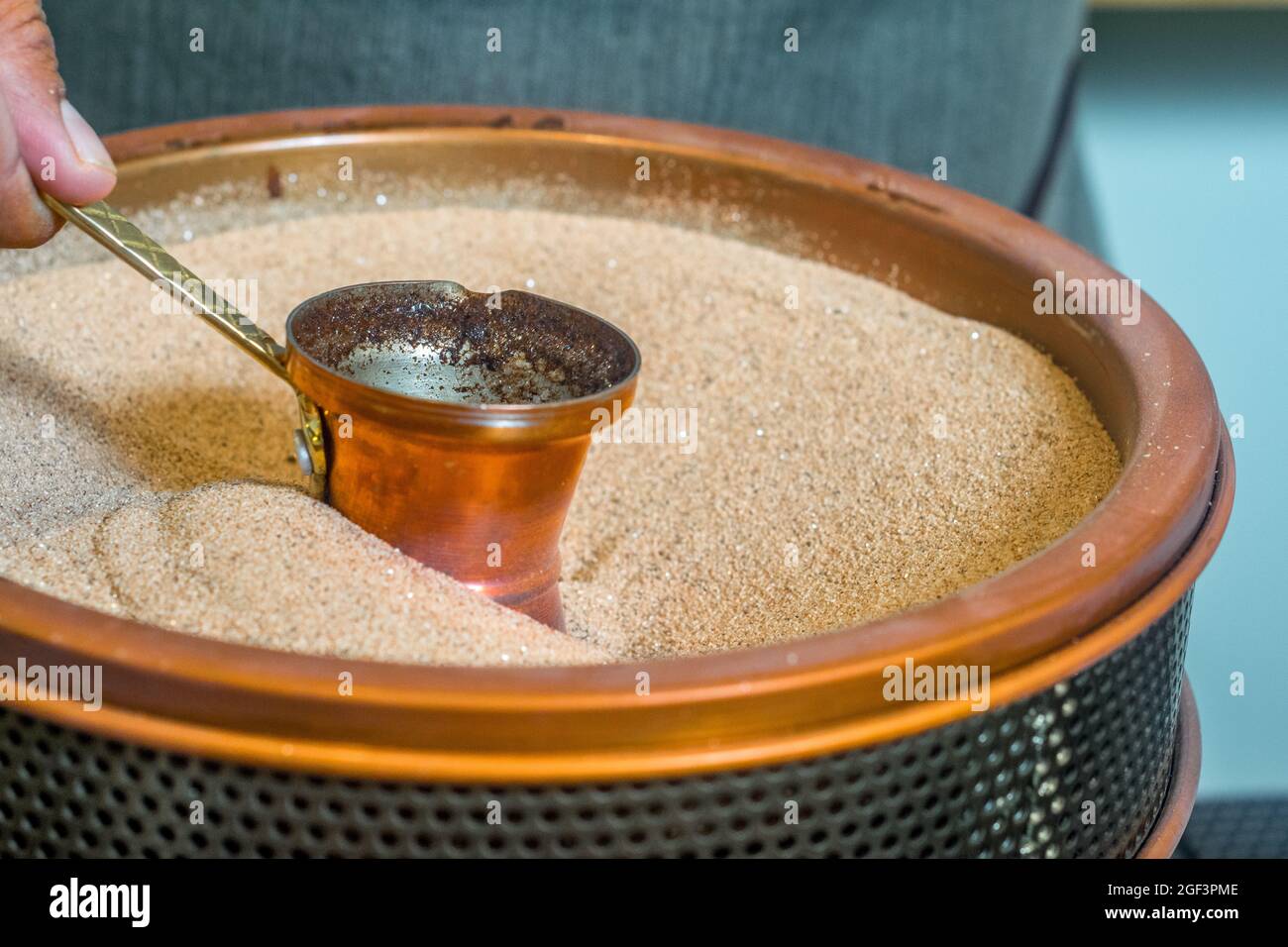 Closeup shot of a Turkish coffee sand machine with a jar Stock Photo ...