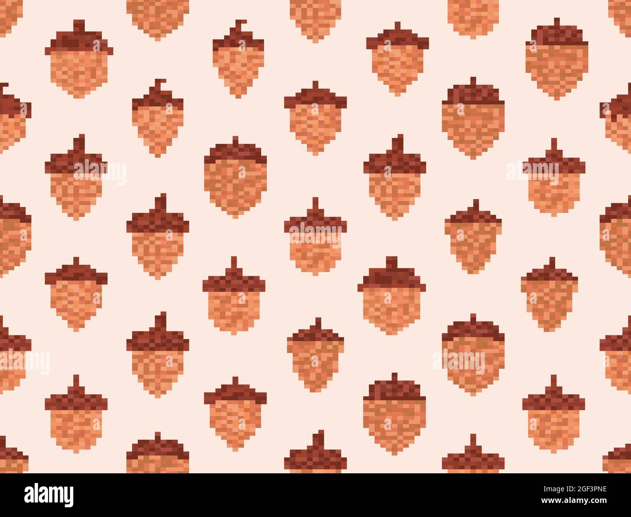 Acorns seamless pattern in pixel art style. 8 bit icon acorn, oak ...