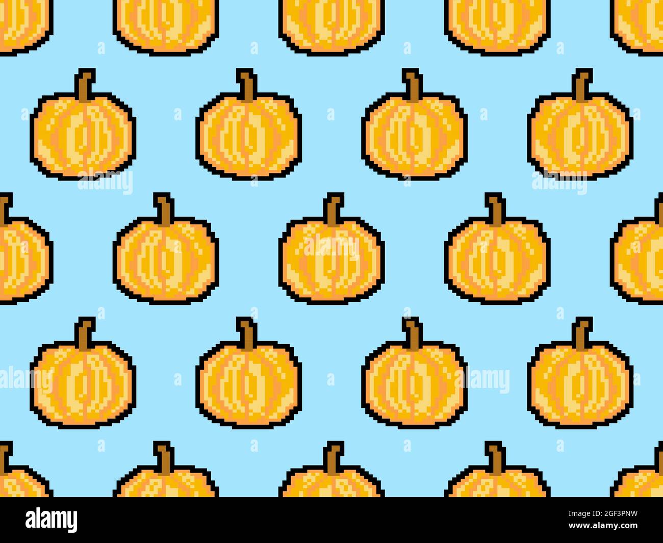 Pumpkin seamless pattern in pixel art style. 8 bit pumpkin in 2D retro ...