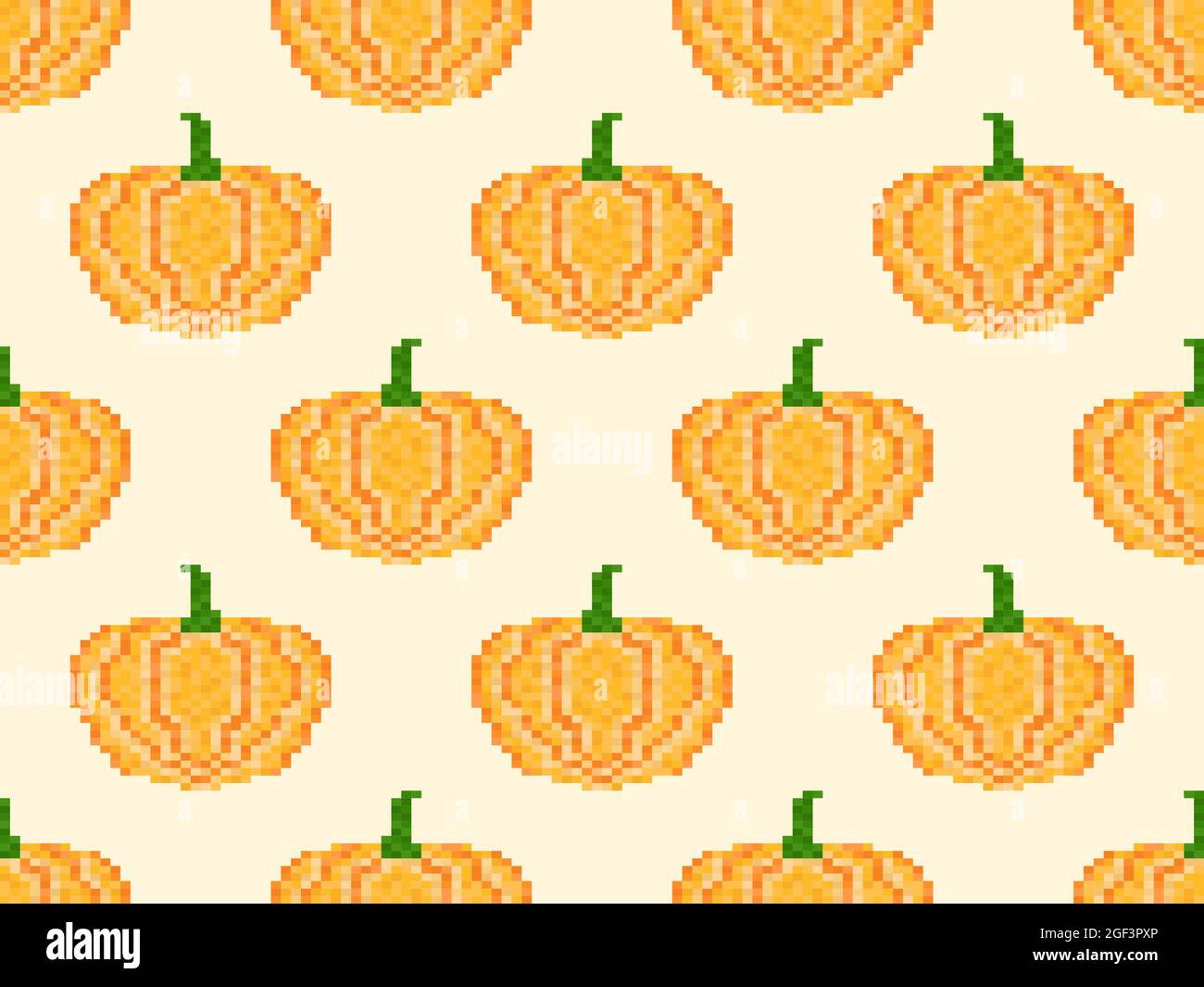Pumpkin seamless pattern in pixel art style. 8 bit pumpkin in 2D retro ...