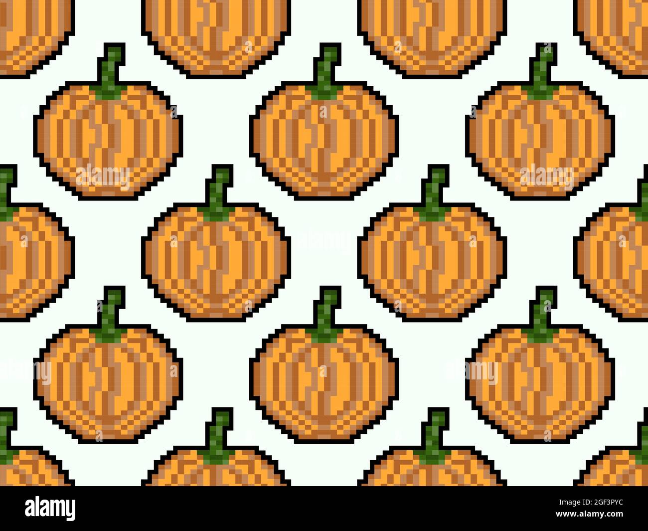 Pumpkin seamless pattern in pixel art style. 8 bit pumpkin in 2D retro ...