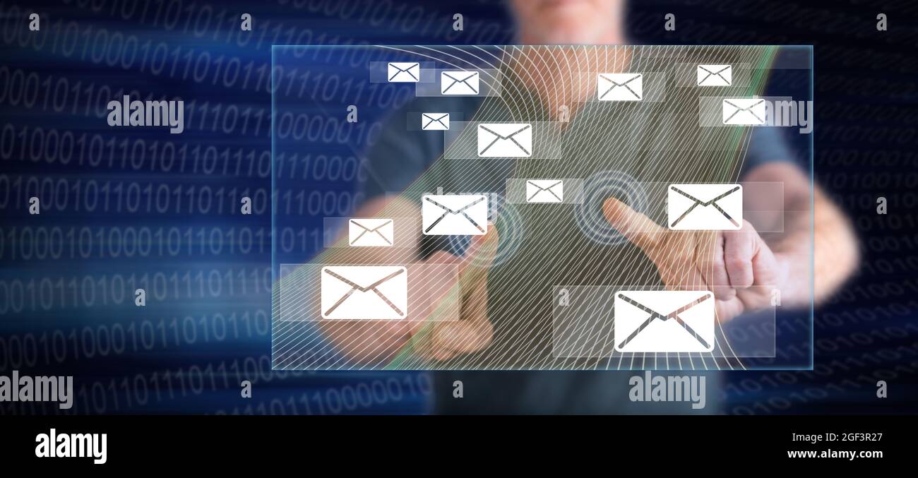 Man touching email concept on a touch screen with his fingers Stock ...