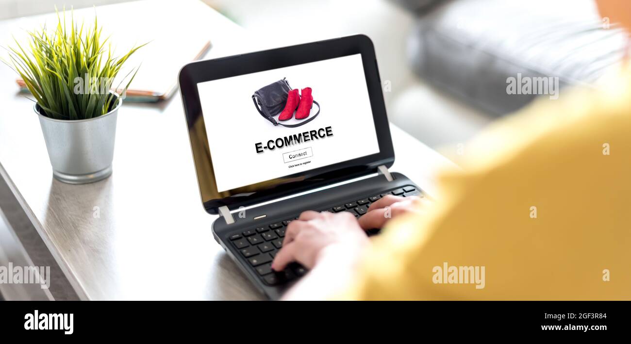 Laptop screen displaying an e-commerce concept Stock Photo - Alamy