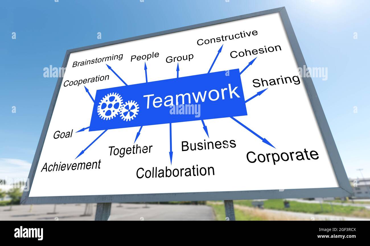 Teamwork concept drawn on a billboard Stock Photo - Alamy