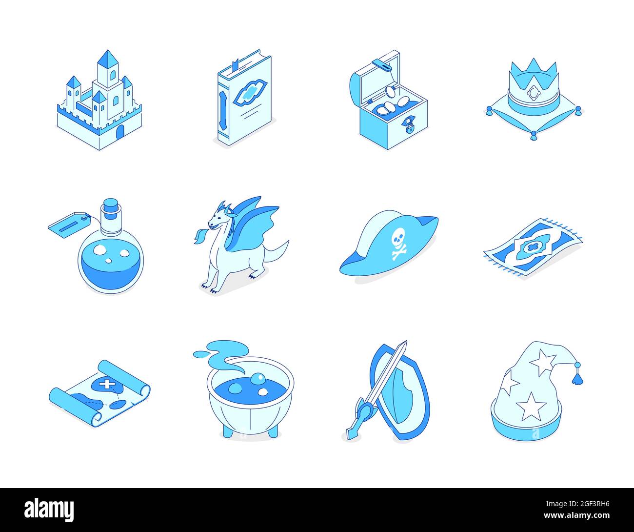 Magical adventure - modern line design style icons set. Fantasy world ...