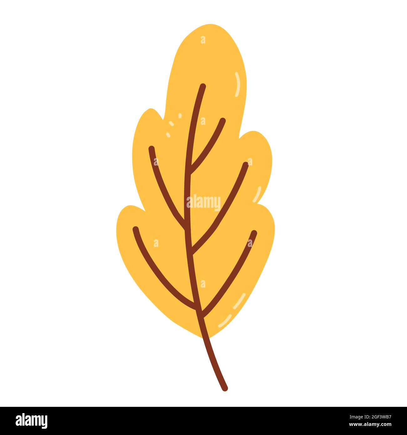 Autumn yellow leaf isolated on white background. Vector hand-drawn ...