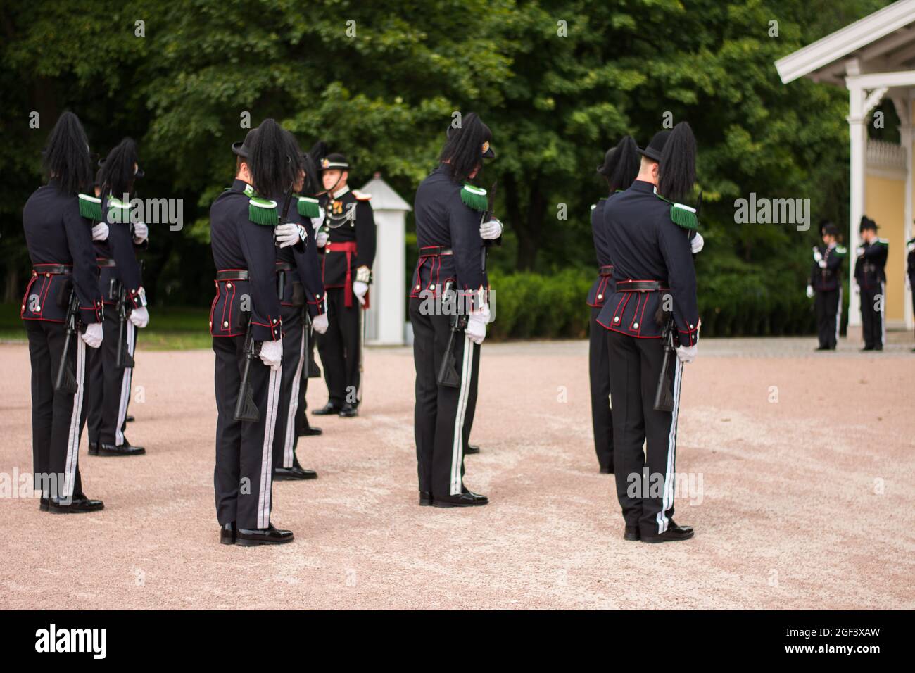OSLO, NORWAY - Aug 16, 2017: The Royal guards at the guards change at ...