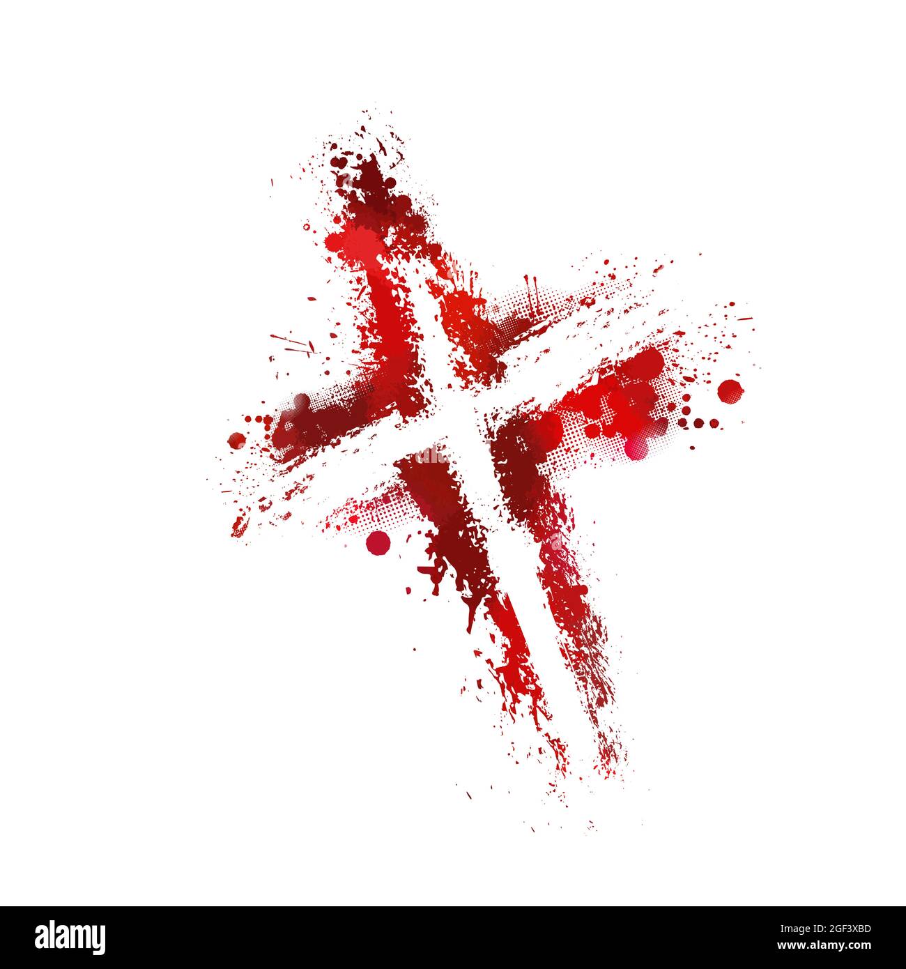 Red bloody cross. Cross made of Red blots. Happy easter. Vector ...
