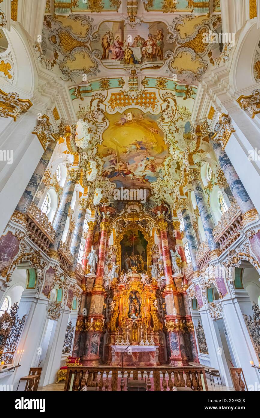 Interior of the Wieskirche. The Pilgrimage Church of Wies (German ...